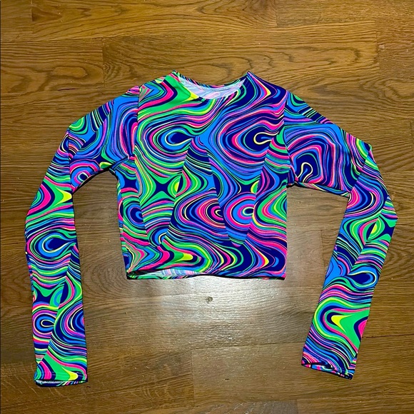 Coquetry Clothing | Tops | Uv Light Neon Colorful Swirl Long Sleeve ...